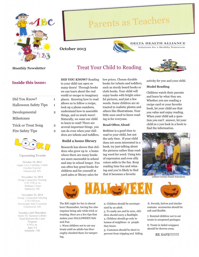 Parents as Teachers October 2013 Newsletter - Delta Health Alliance